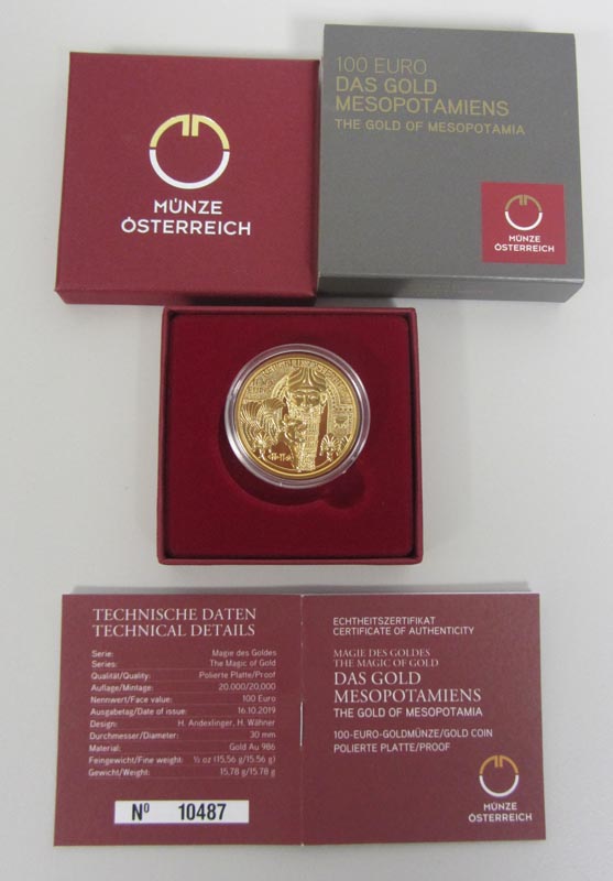 Goldmünze Österreich Das Gold der Mesopotamiens 100 Euro 2019 PP in ...